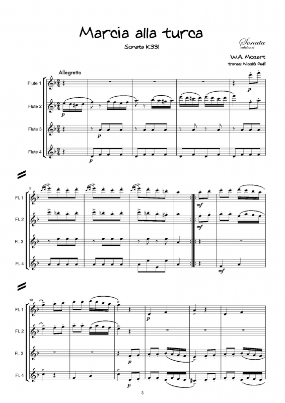 MOZART, W.A.: Marcia alla turca - Soloflauta