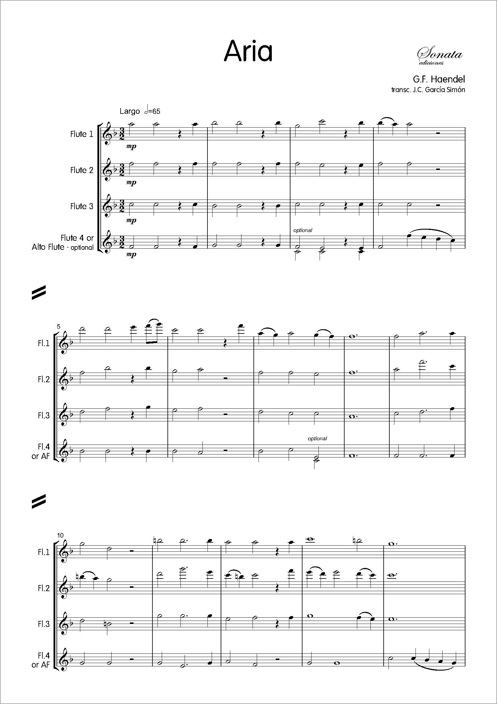 HANDEL: Aria - Soloflauta